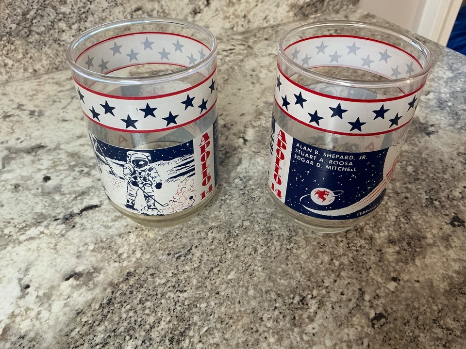Vintage Apollo 14 NASA Moon Landing Libbey 4" Drinking Juice Glasses s ...