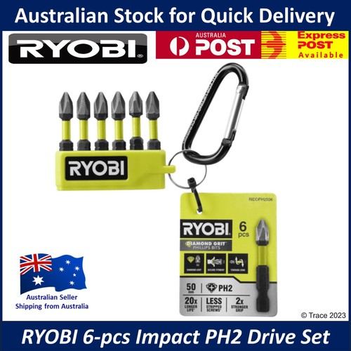 Ryobi PH2 50mm Impact Driving Bits - Phillips Head Diamond Driver Bits ...