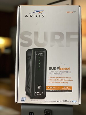 ARRIS SURFboard SBG10 DOCSIS 3.0 16 x 4 Gigabit Cable Modem & AC1600 Wi ...