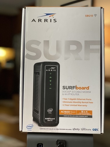 ARRIS SURFboard SBG10 DOCSIS 3.0 16 x 4 Gigabit Cable Modem & AC1600 Wi ...