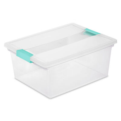 Sterilite Deep Plastic Stackable Storage Bin w/ Clear Latch Lid, Clear ...