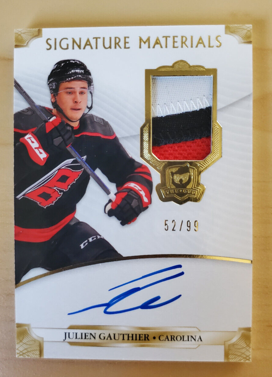 2019-20 UD The Cup Julien Gauthier Signature Materials 3 Color Patch ...
