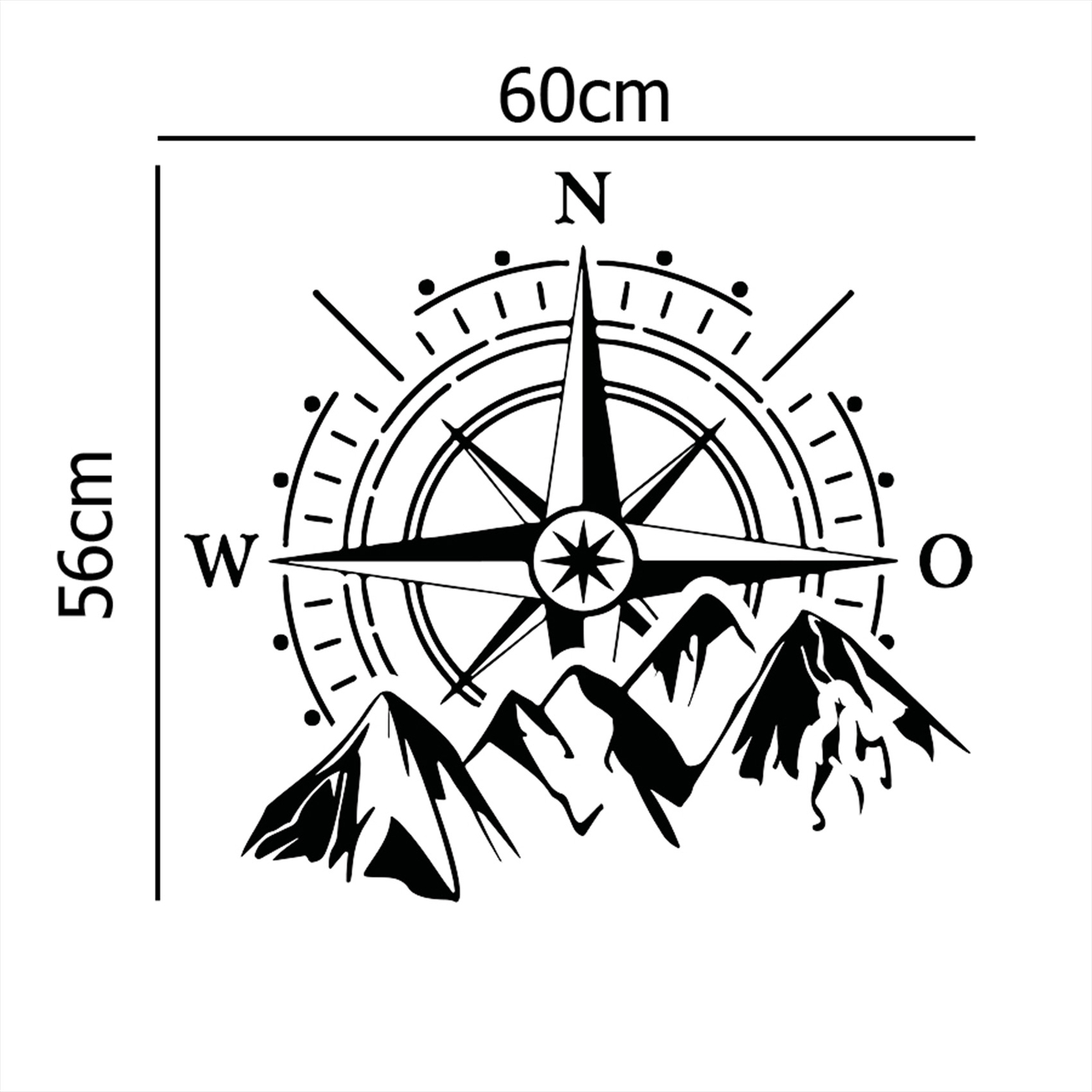 Aufkleber Set Kompass & Berge 60x56cm Windrose Sticker Auto Wohnwagen ...