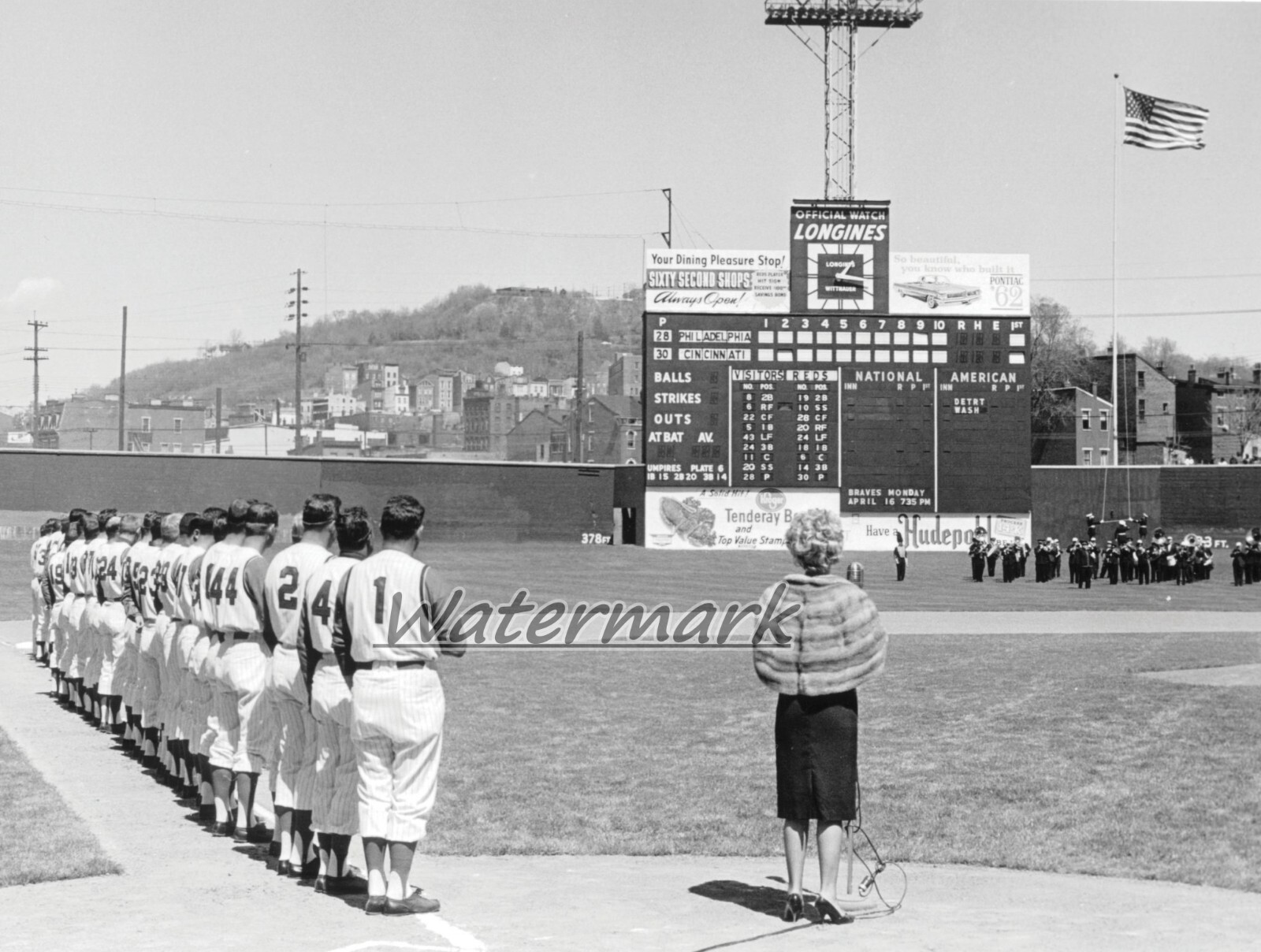 1962 Cincinnati Reds Season Opener Crosley Field Black & White 8 X 10 ...