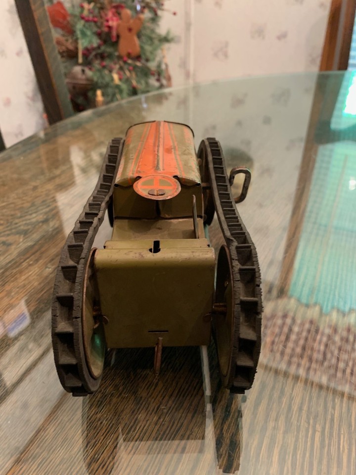 Vintage Marx green windup tractor/caterpillar metal - works | eBay