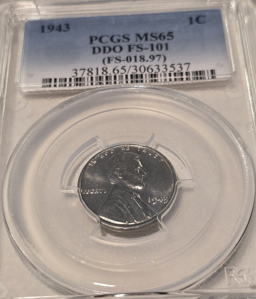 1943 1c Lincoln Steel Wheat Cent PCGS MS65 DDO FS-101. Great Eye Appeal ...