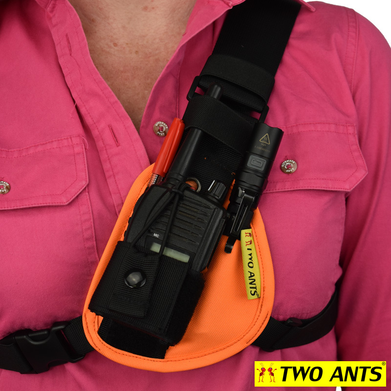 Radio Holster Chest Harness UHF - Left - Orange - Two Ants Worker ...