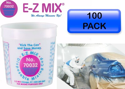 100 Pack EZ Mix 70032 Disposable Painting Mixing Cups 1 Quart New Free ...