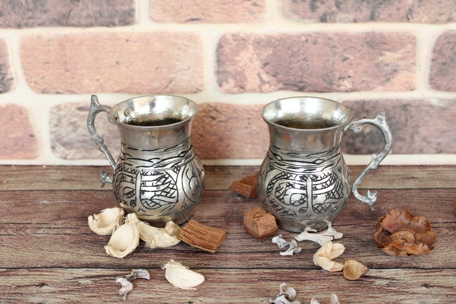 SET OF 2 Traditional Turkish Copper Handmade Masrapa / Tankard Stoup ...
