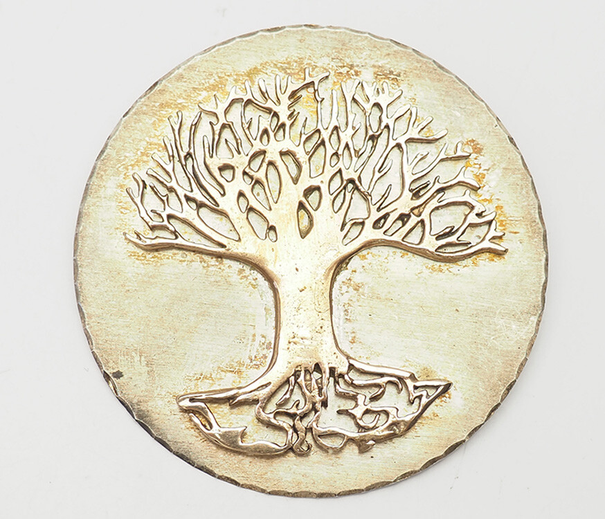 Vintage large sterling silver round tree of life OOAK… - Gem