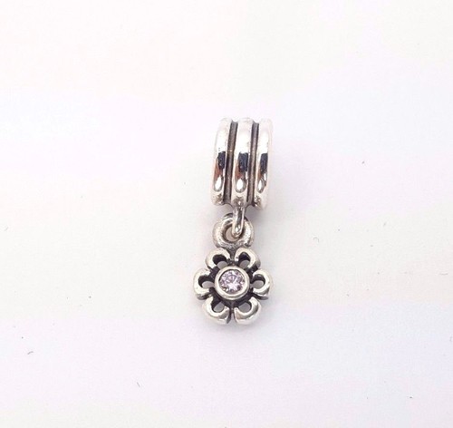 Genuine Pandora Silver Flower Dangle Charm With Purple Stone | eBay ...