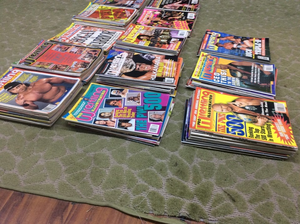 LOT OF 110 vintage Pro Wrestling Illustrated PWI Wrestling Magazines w ...