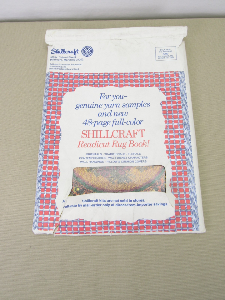 Shillcraft Readicut Rugs Catalog Lot w/ 3 Wool Yarn Samples in Mailing ...