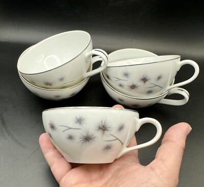 Vintage Creative Fine China Platinum Starburst Cups Set Of Five [1174 ...