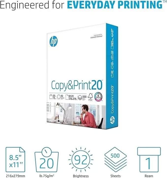 1 ream 500 sheets Printer Paper 8.5 X 11 Copy Print 20 Lb 92 Bright | eBay