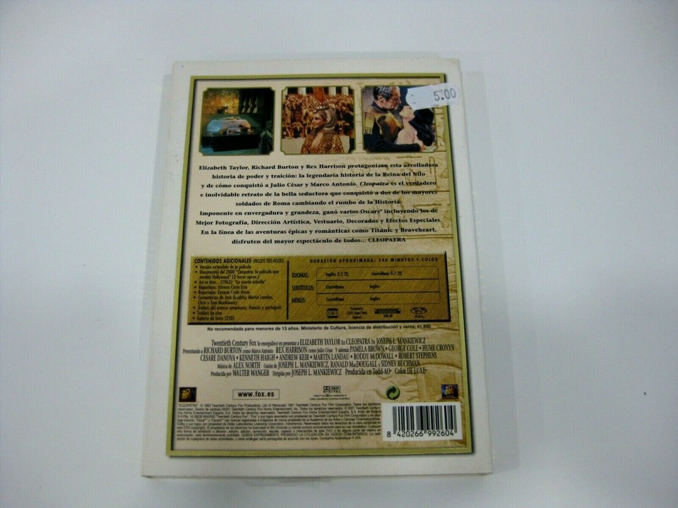 Cleopatra DVD Elizabeth Taylor Richard Burton Rex Harrison Edition 2 ...