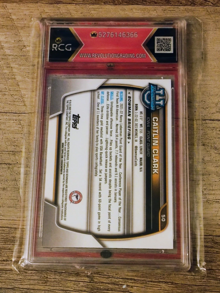 2022 Caitlin Clark Chrome University Pink Refractor Rookie Card #50 RCG ...