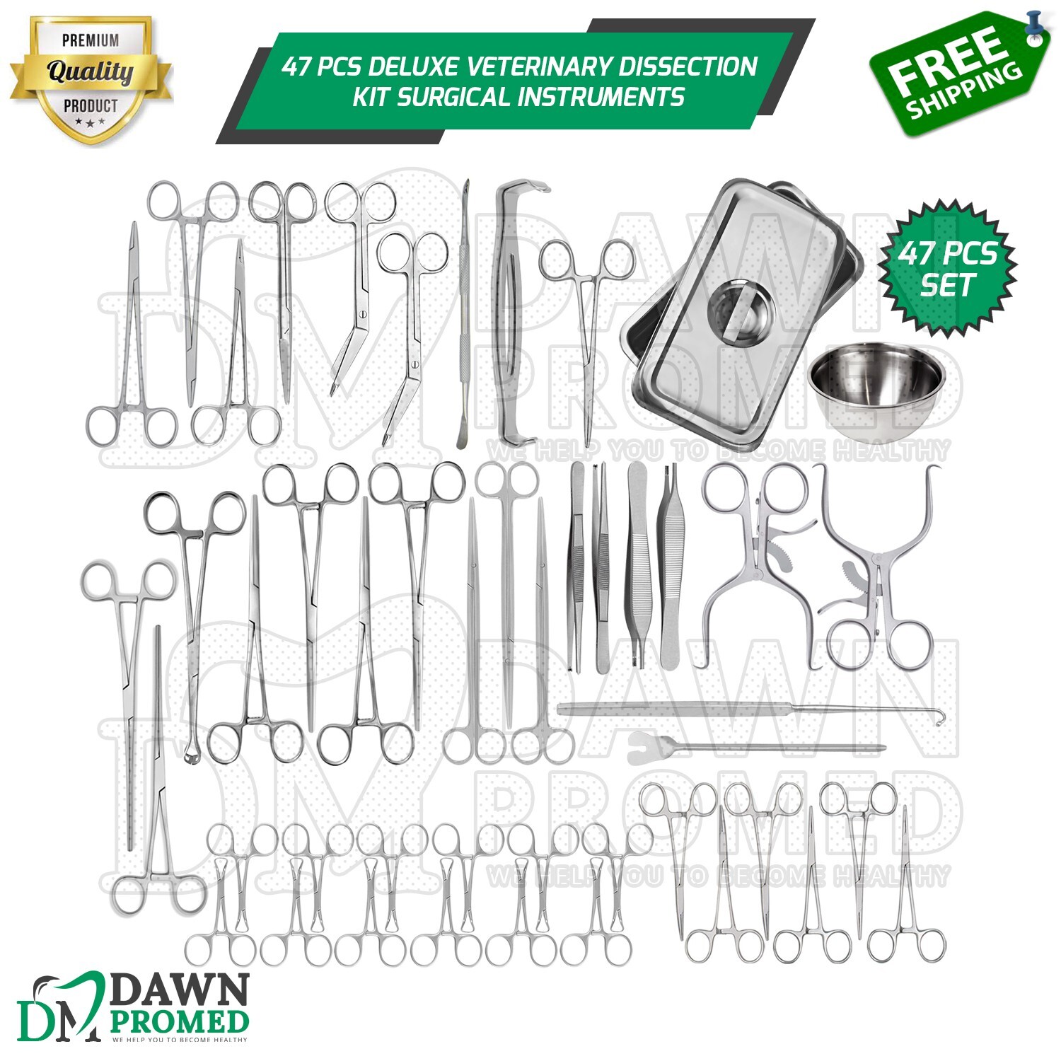47 Pcs Deluxe Veterinary Dissection Kit German Grade Surgical ...