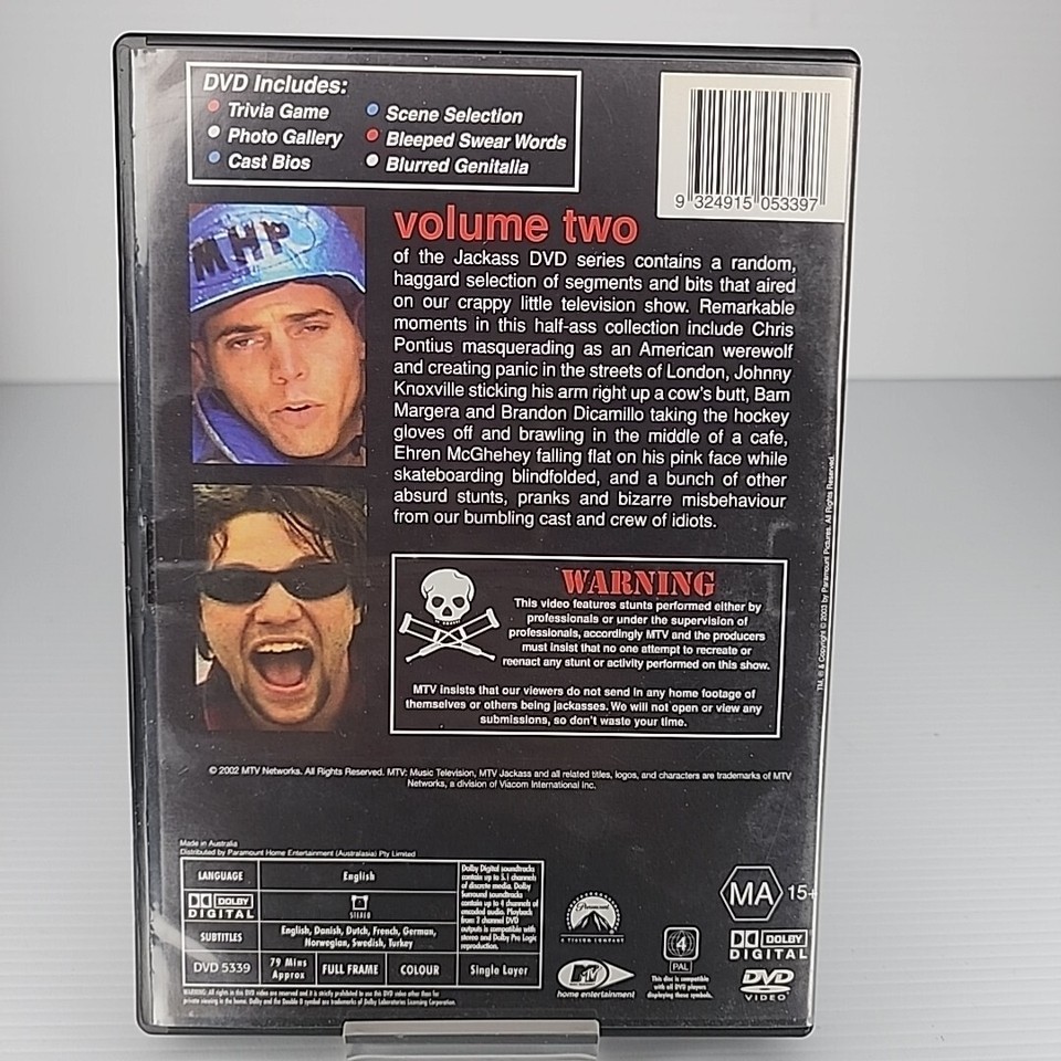 Jackass : Vol 2 (DVD, 2002) Bam Margera Chris Pontius Johnny Knoxville ...