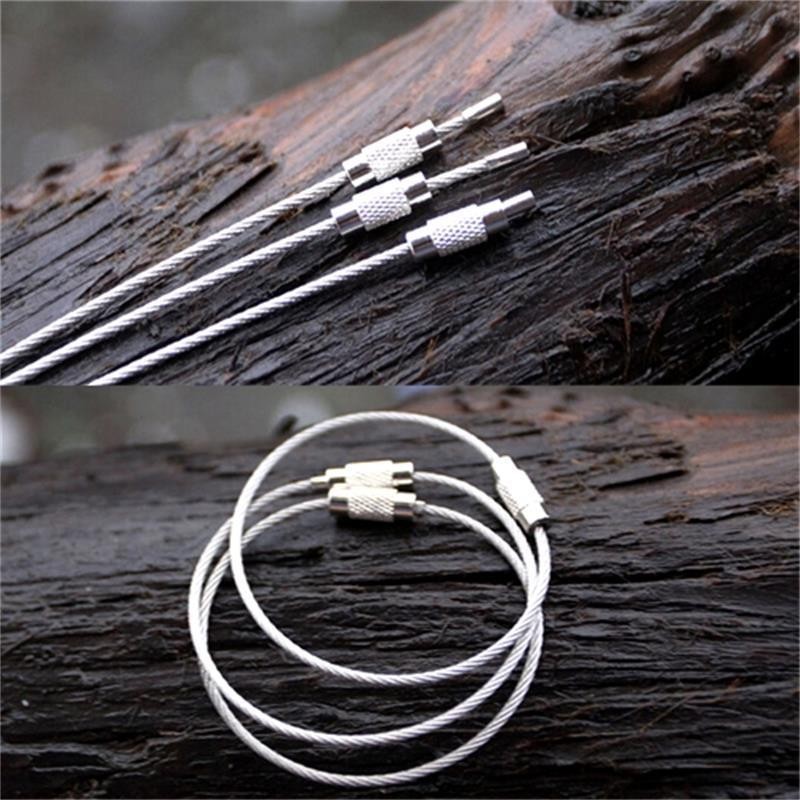 5/10/15/20Pcs Screw Locking Stainless Steel Wire Keychain Cable Rope ...