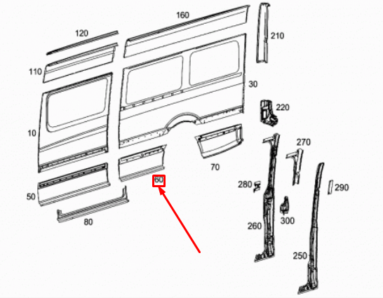 MERCEDES-BENZ SPRINTER 906 Right Side Bottom Panneling A9066375709 NEW ...