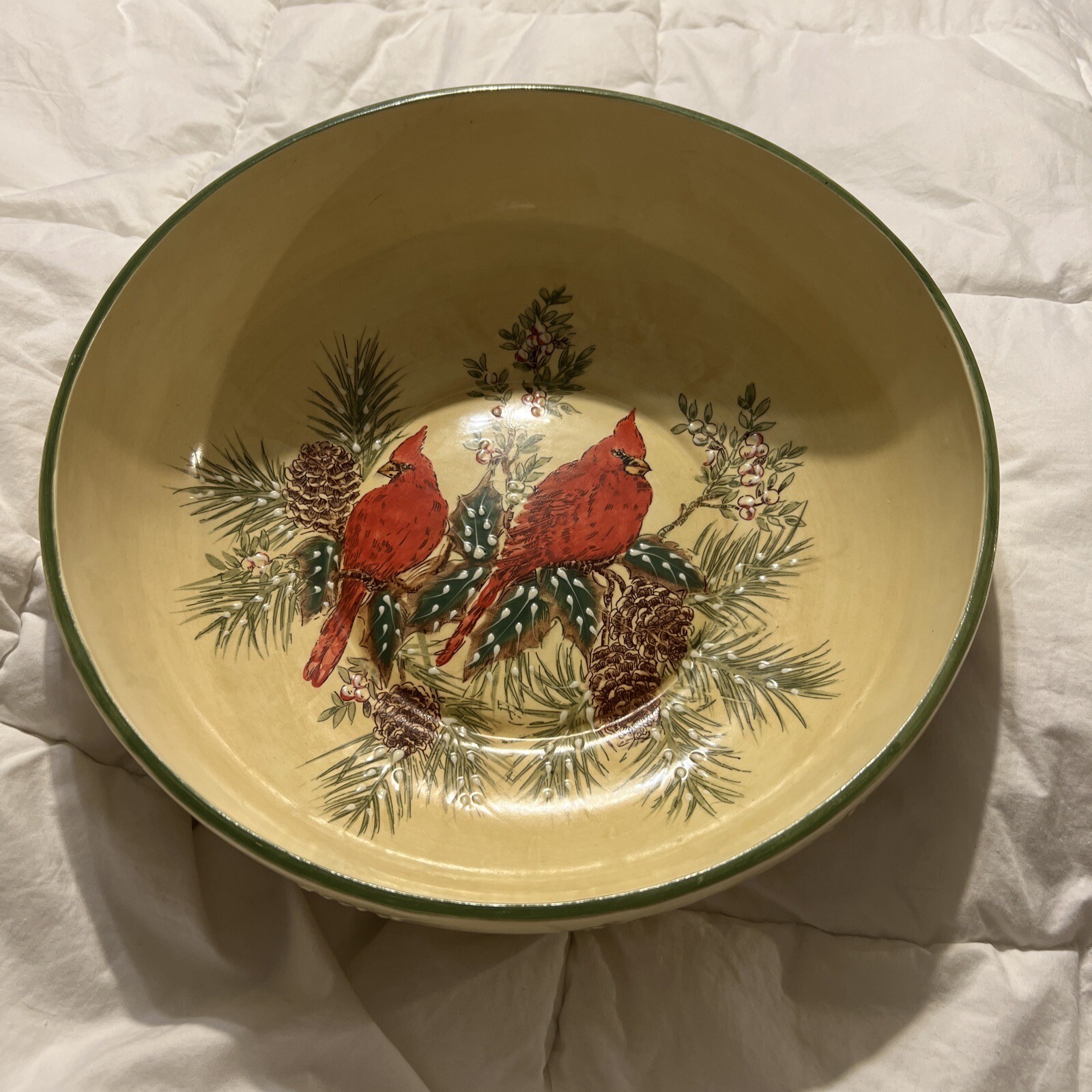 Pacific rim handpainted exclusive 12 inch bowl with Cardinals | eBay