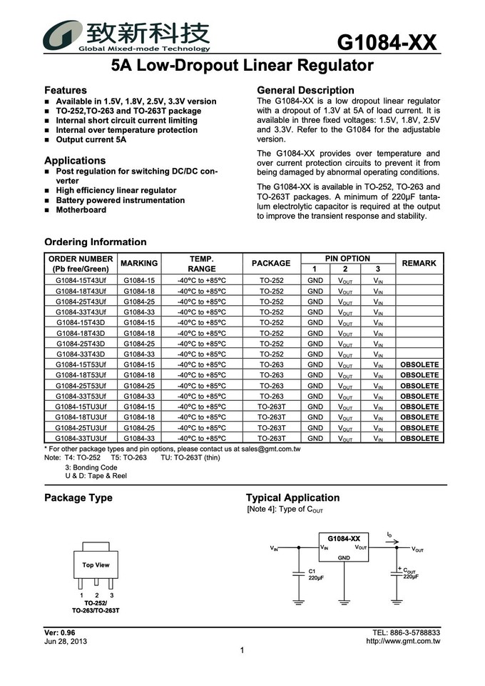 G1084-18 5A Low-Dropout Linear Regulator TO-252 - USA - Next Day ...