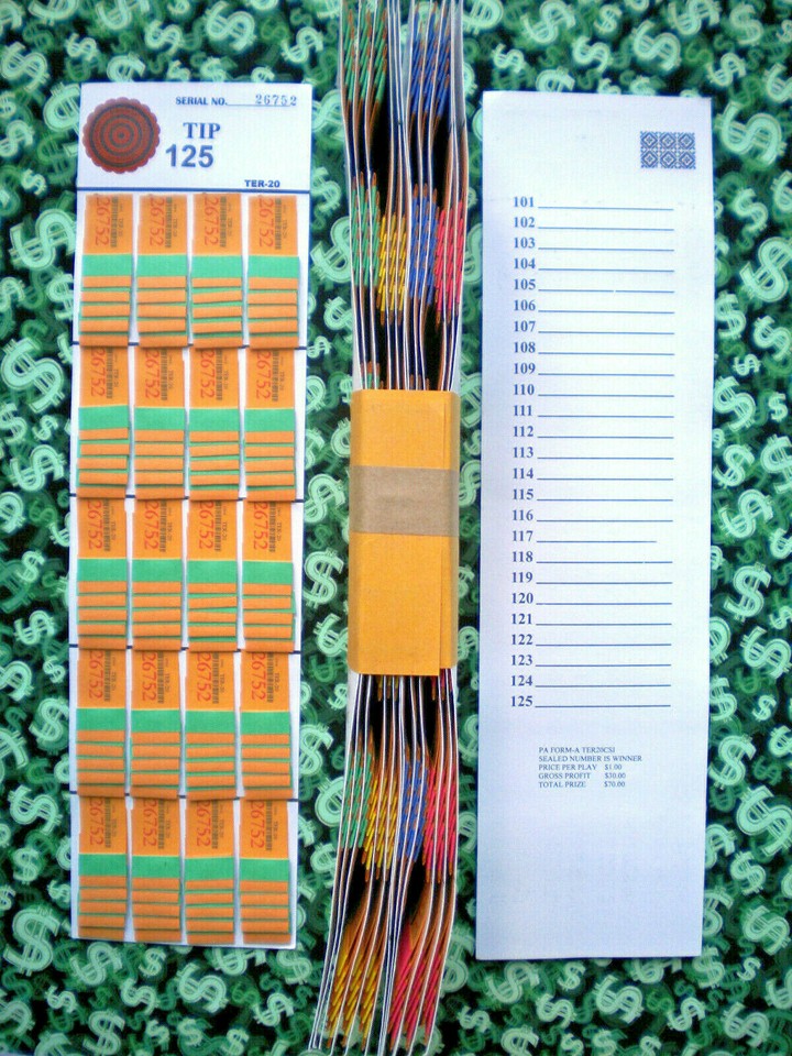 ( 4 Lot ) 100 TER-20 REGULAR "NOT Sure" TIP BOARD {101-125} Pull Tab ...