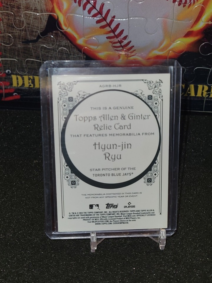 2023 TOPPS ALLEN & GINTER HYUN-JIN RYU RELIC #AGRB-HJR TORONTO BLUE ...