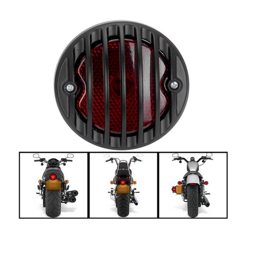 Black Motorcycle Round Rear Tail Brake Light Harley Bobber Chopper ...