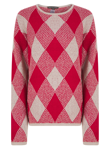 Bon Marche Ladies Diamond Argyle Jumper Festive Knit Red Blue Black ...