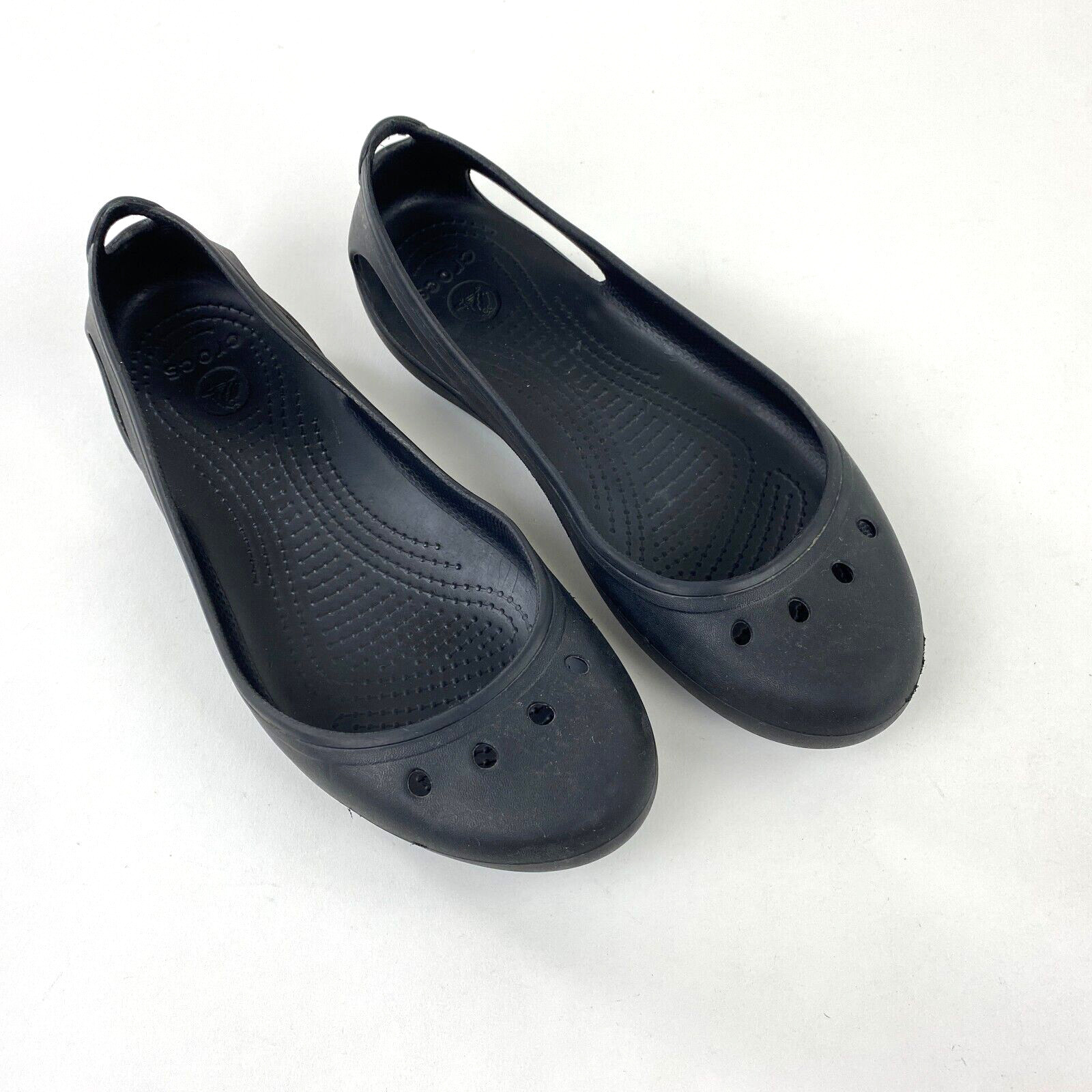 Crocs Kadee Slingback Ballet Flats Black Rubber Slip … - Gem