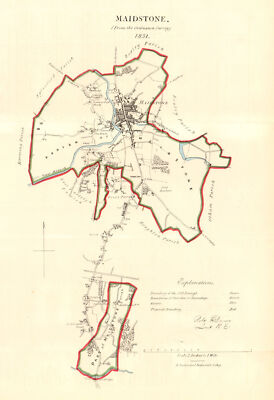 MAIDSTONE borough/town plan for the REFORM ACT. Kent. DAWSON 1832 old ...