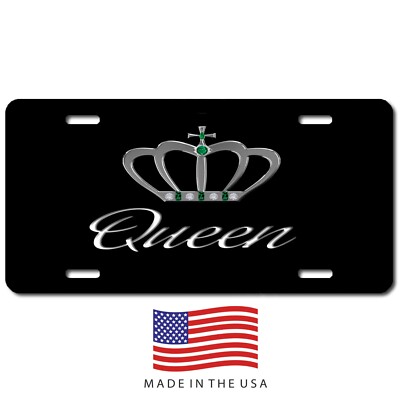Queen vanity aluminum license plate car truck SUV tag black | eBay