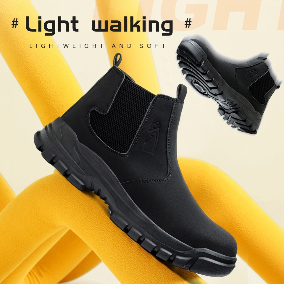 Mens Steel Toe Safety Shoes Waterproof Puncture Slip Resistant Light ...