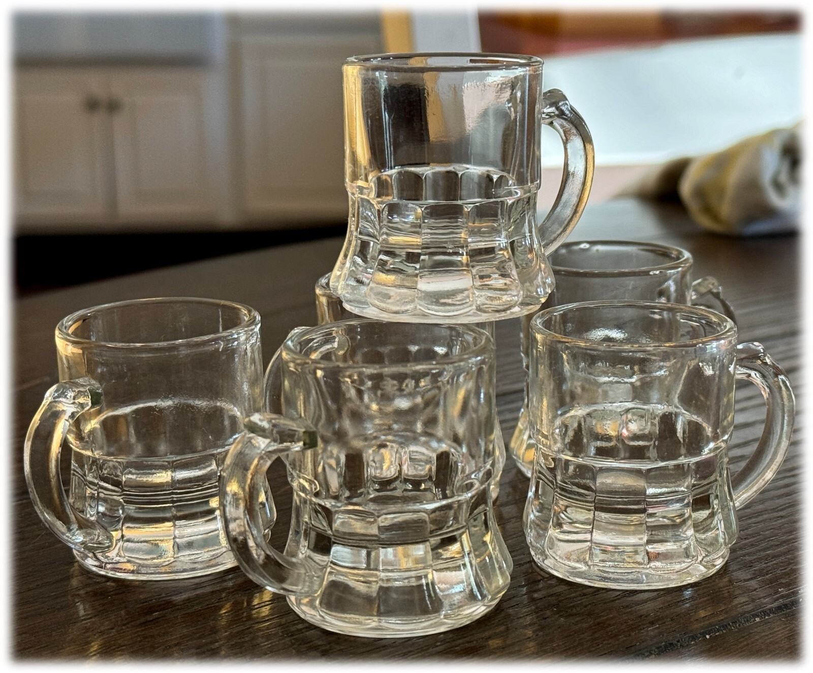 Set of 6 Vintage FEDERAL GLASS CO Clear Mini Beer Mug Shot Glasses 2 ...