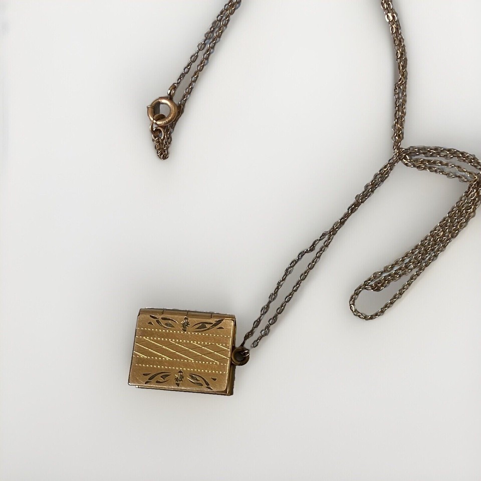 Art Deco 1/20 12kt Gold Filled Taille d’Epargne Book Shaped Locket ...