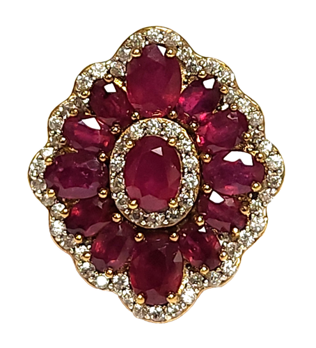 Rarities CAROL BRODIE MLD LC Ruby & White Zircon Gold Over Sterling Silver Ring | eBay