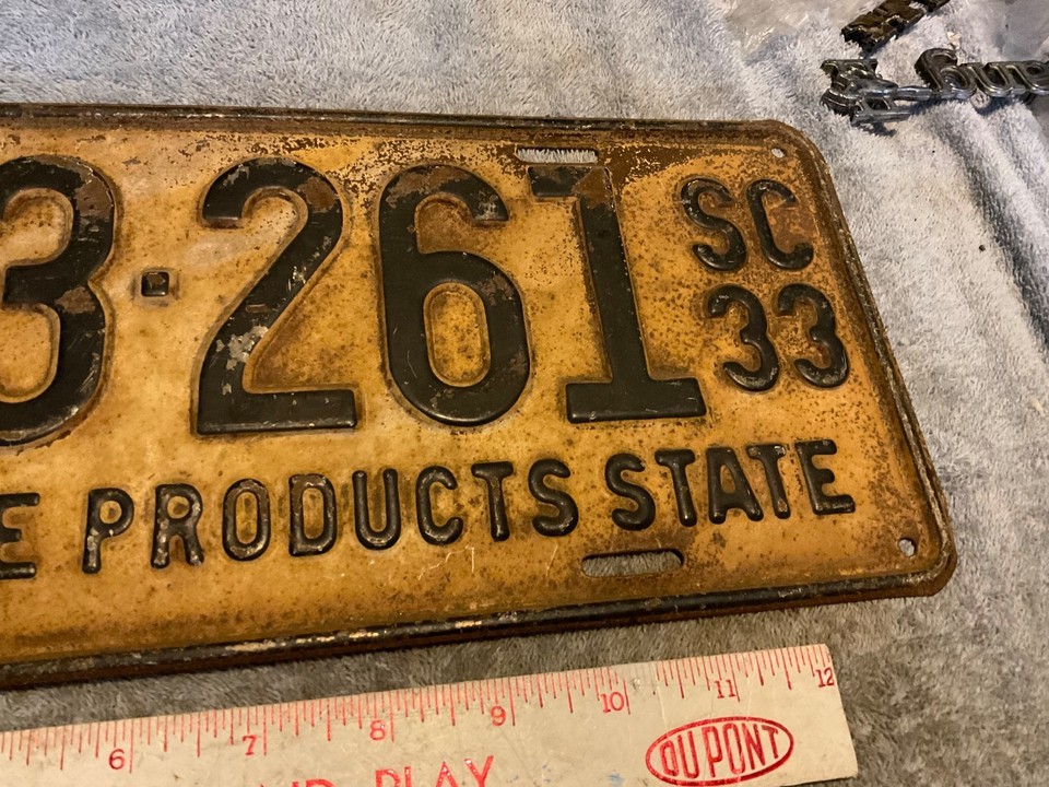 South Carolina SC License Plate The Iodine Products State 1933 B 33 261 ...