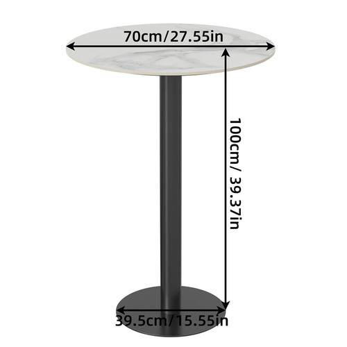 Luxury Round Bar Table Sintered Stone Bistro Pub Table Black/ Gold ...