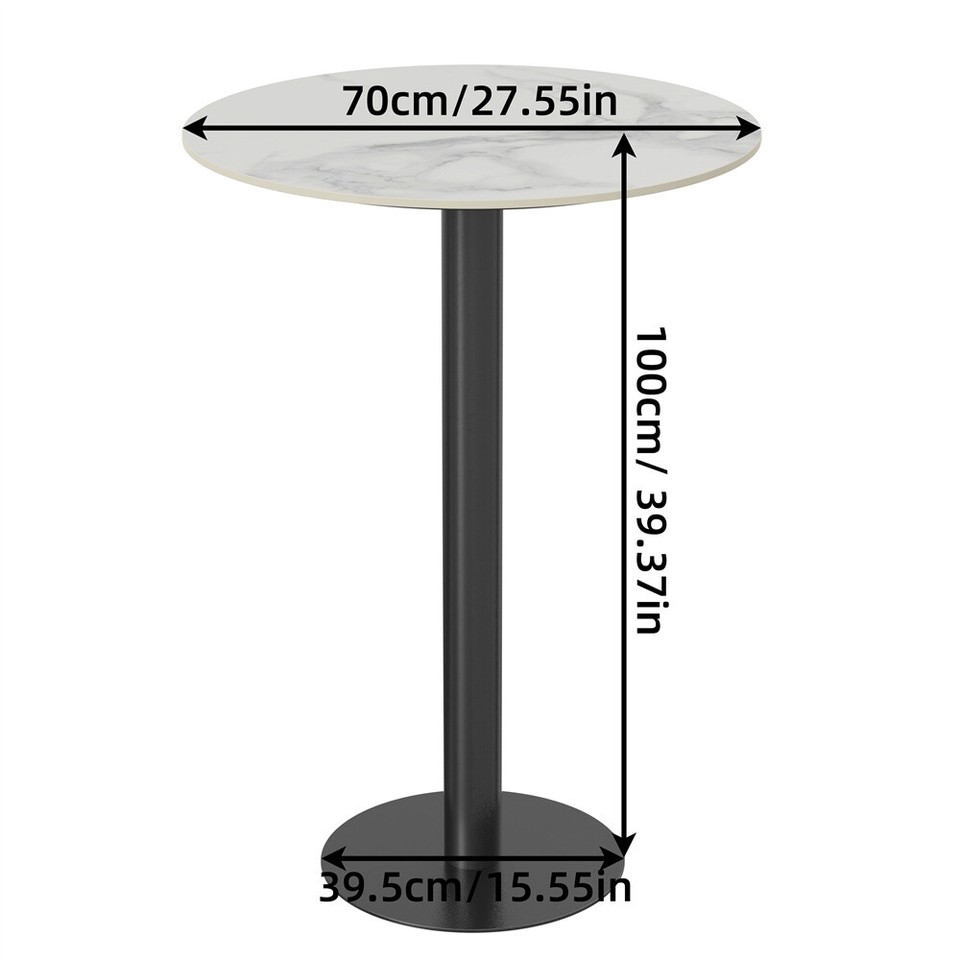 Luxury Round Bar Table Sintered Stone Bistro Pub Table Black/ Gold ...