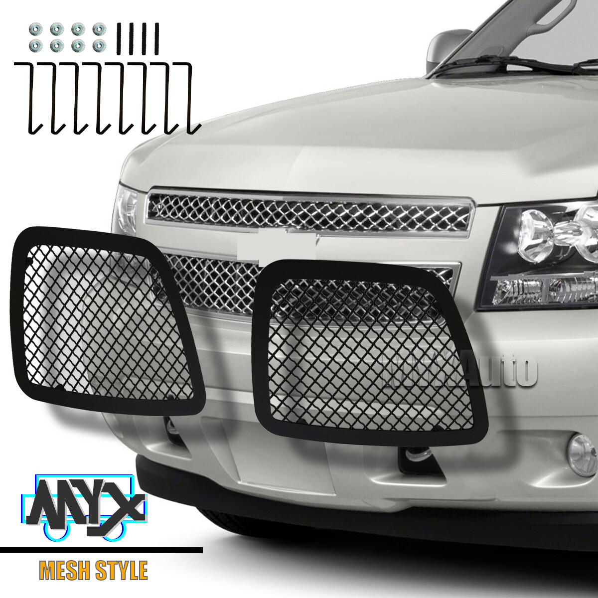 Black Mesh Tow Hook Grille Grill Combo for Tahoe/Avalanche/Suburban ...