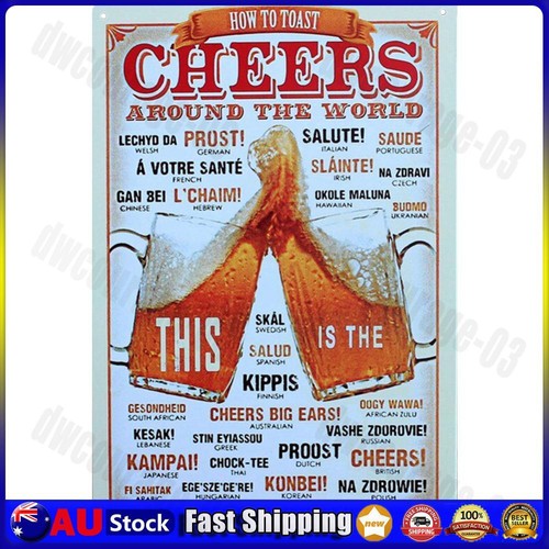 Cheers Plate Vintage Metal Tin Sign Plaque for Bar Pub Decorative Iron ...