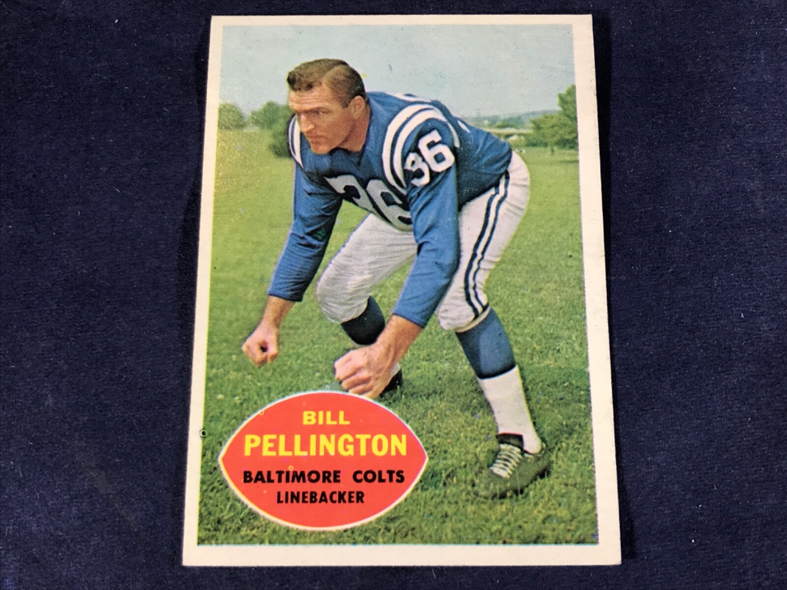 H3-87 FOOTBALL CARD - BILL PELLINGTON BALTIMORE COLTS - CARD #8 - 1960 ...