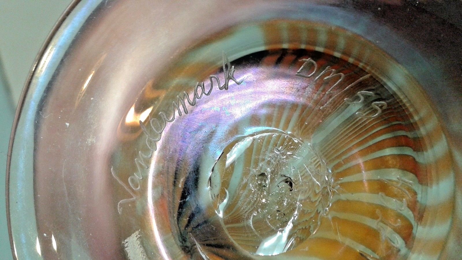 Vandermark Merritt Studio Handmade Gold Iridescent Art Glass Signed ...