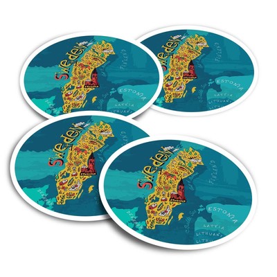 4x Vinyl Stickers Sweden Travel Map Flag Scandinavian #58778 | eBay UK