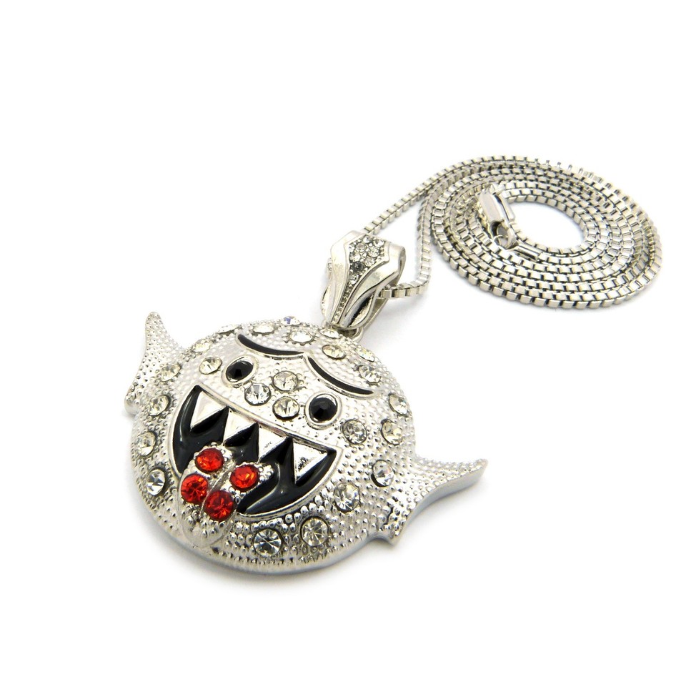 NEW BOO GHOST PENDANT &2mm/24" BOX CHAIN HIP HOP NECKLACE - MSP277BX | eBay