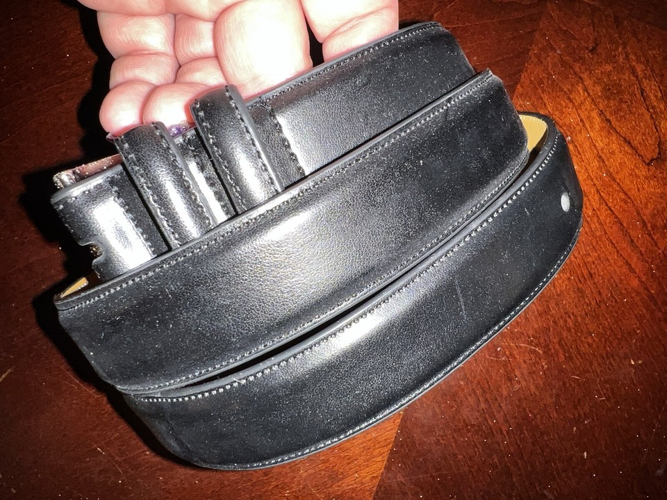 NWT Club Room Belt Mens Black Leather Adjustable Waist Casual Dress ...