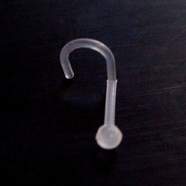 Flexible Bioflex Clear Invisible Hidden Nose Stud Ring Bar Transparent ...