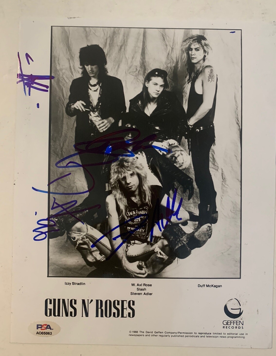 Guns & Roses Band Signed Autographed 8x10 Photo Axl Slash Duff +1 PSA ...